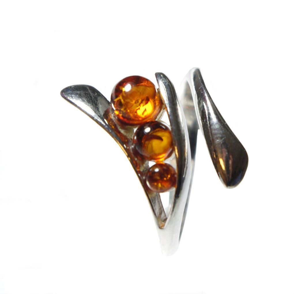 Sterling Silver and Baltic Amber Adjustable Ring