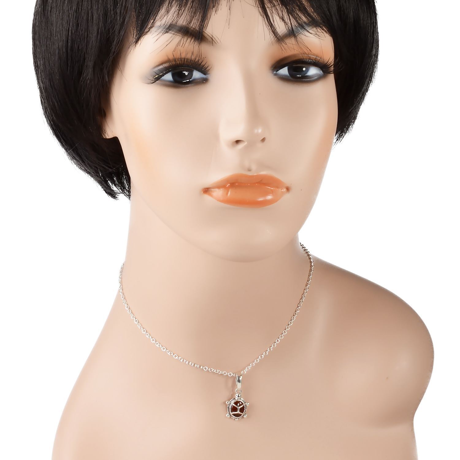 Sterling Silver Baltic Honey Amber Turtle Pendant