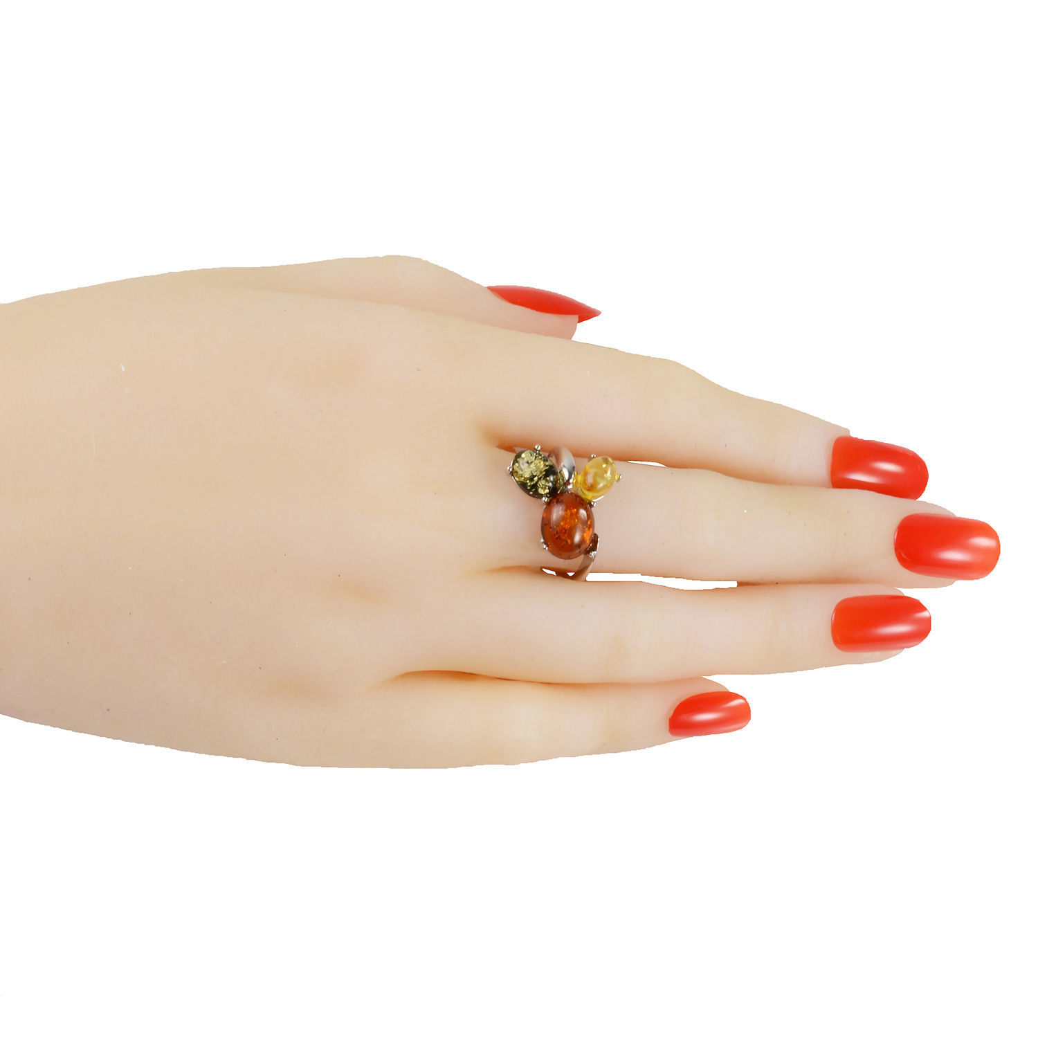 Sterling Silver and Baltic MultiColored Amber Ring "Kayla"