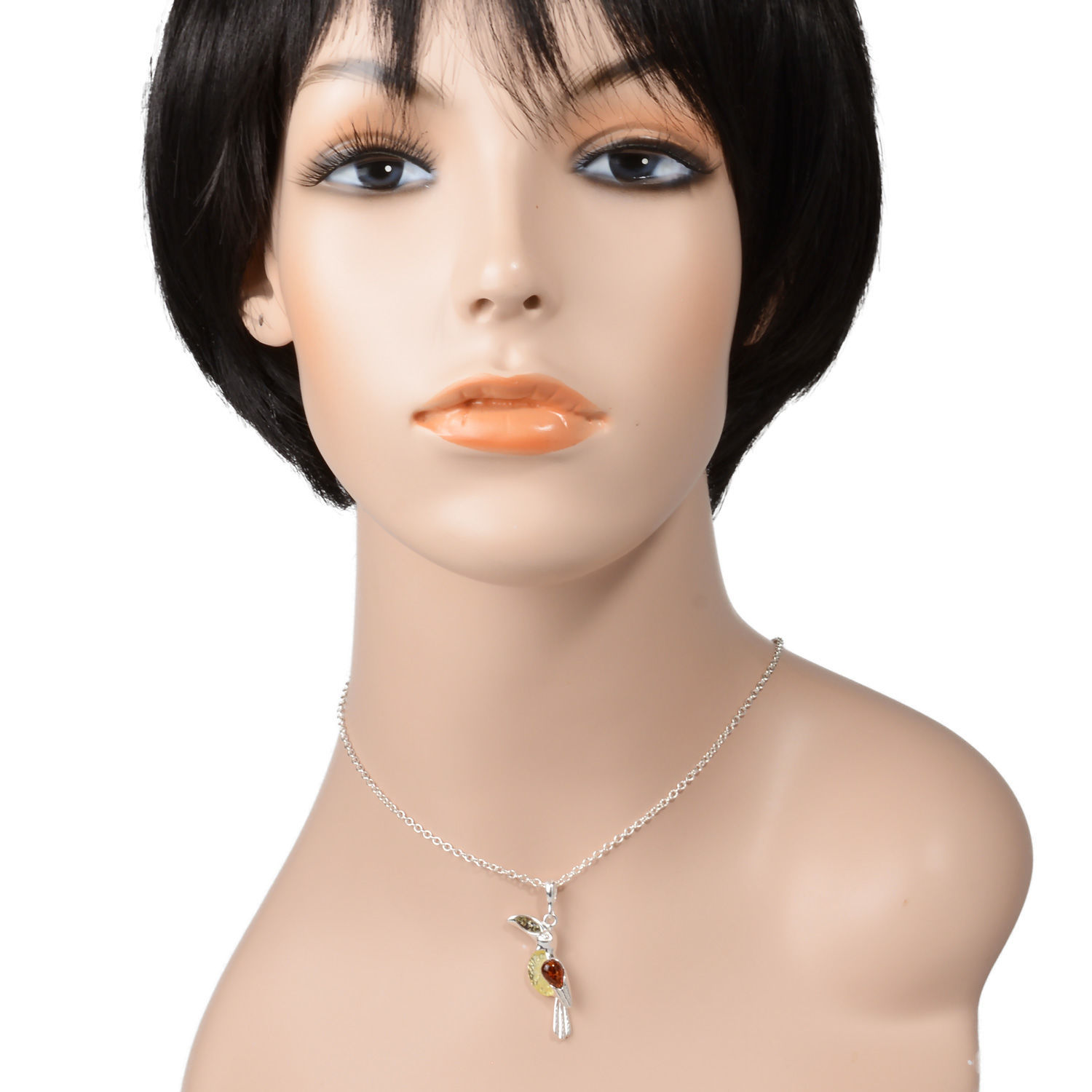 Sterling Silver and Baltic Amber Toucan Pendant