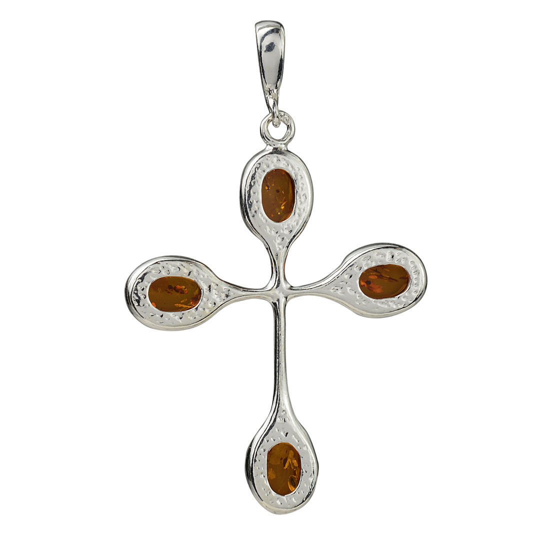Sterling Silver and Baltic Amber Cross Pendant (Medium)
