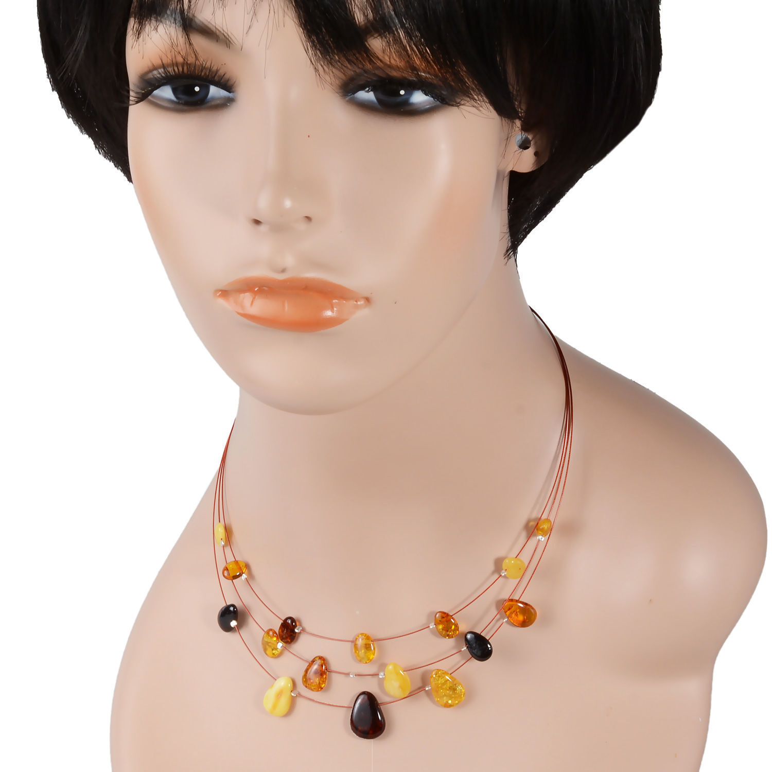 Baltic Multicolored Amber String Necklace