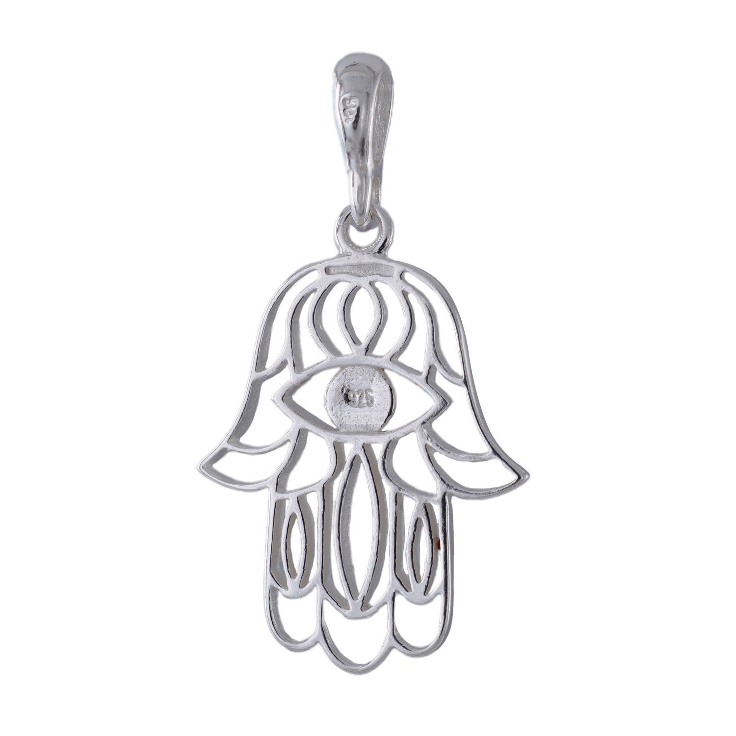 Sterling Silver and Baltic Honey Amber Hamsa Hand Pendant