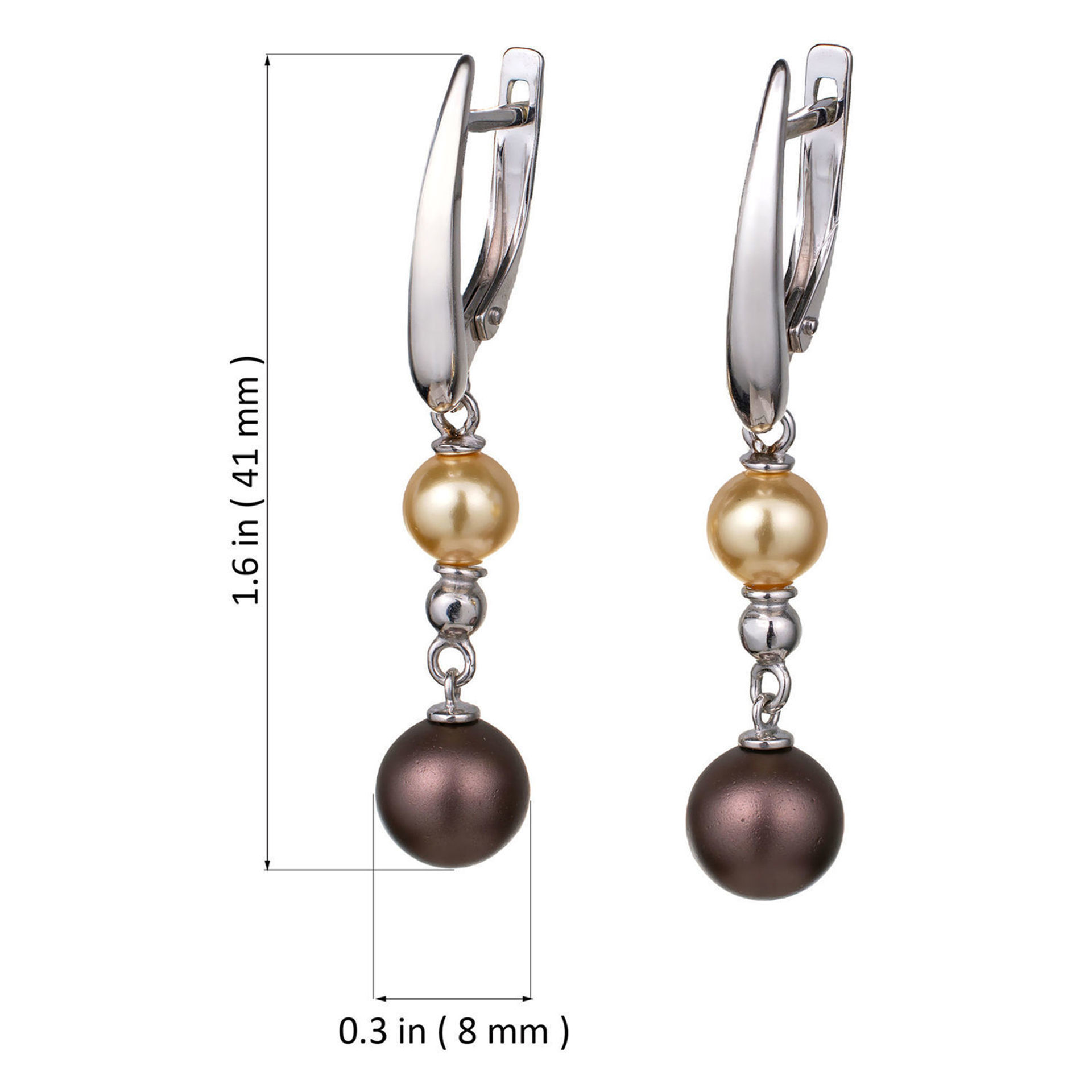 Sterling Silver Crystal Pearls Dangle English Lock Earrings|Amber ...