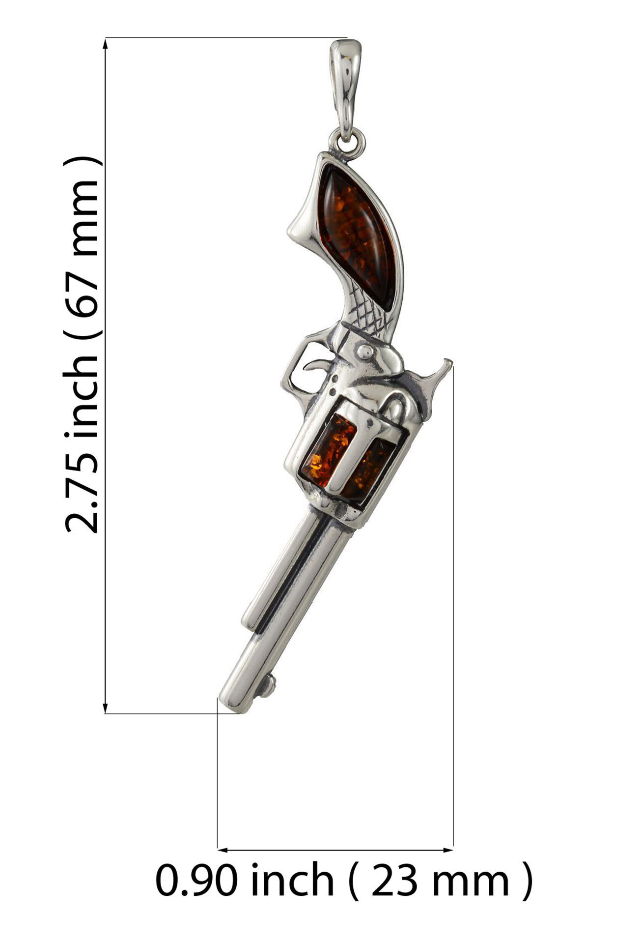 Sterling Silver and Baltic Amber Pistol Gun Revolver Pendant - SKU ...