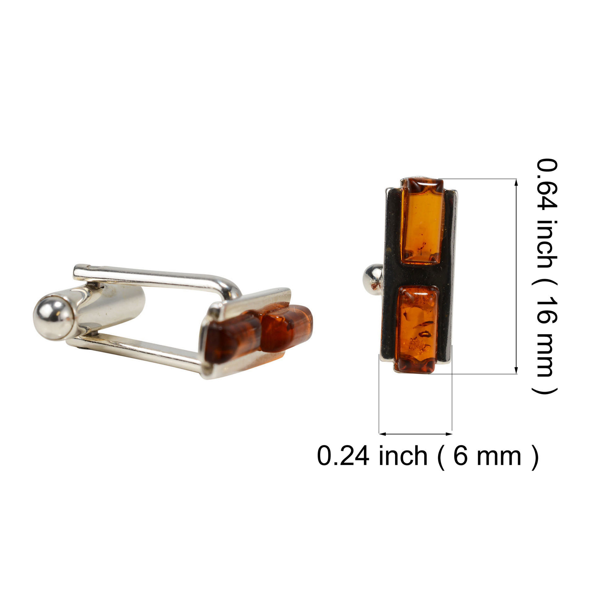 Sterling Silver Baltic Honey Amber Cufflinks