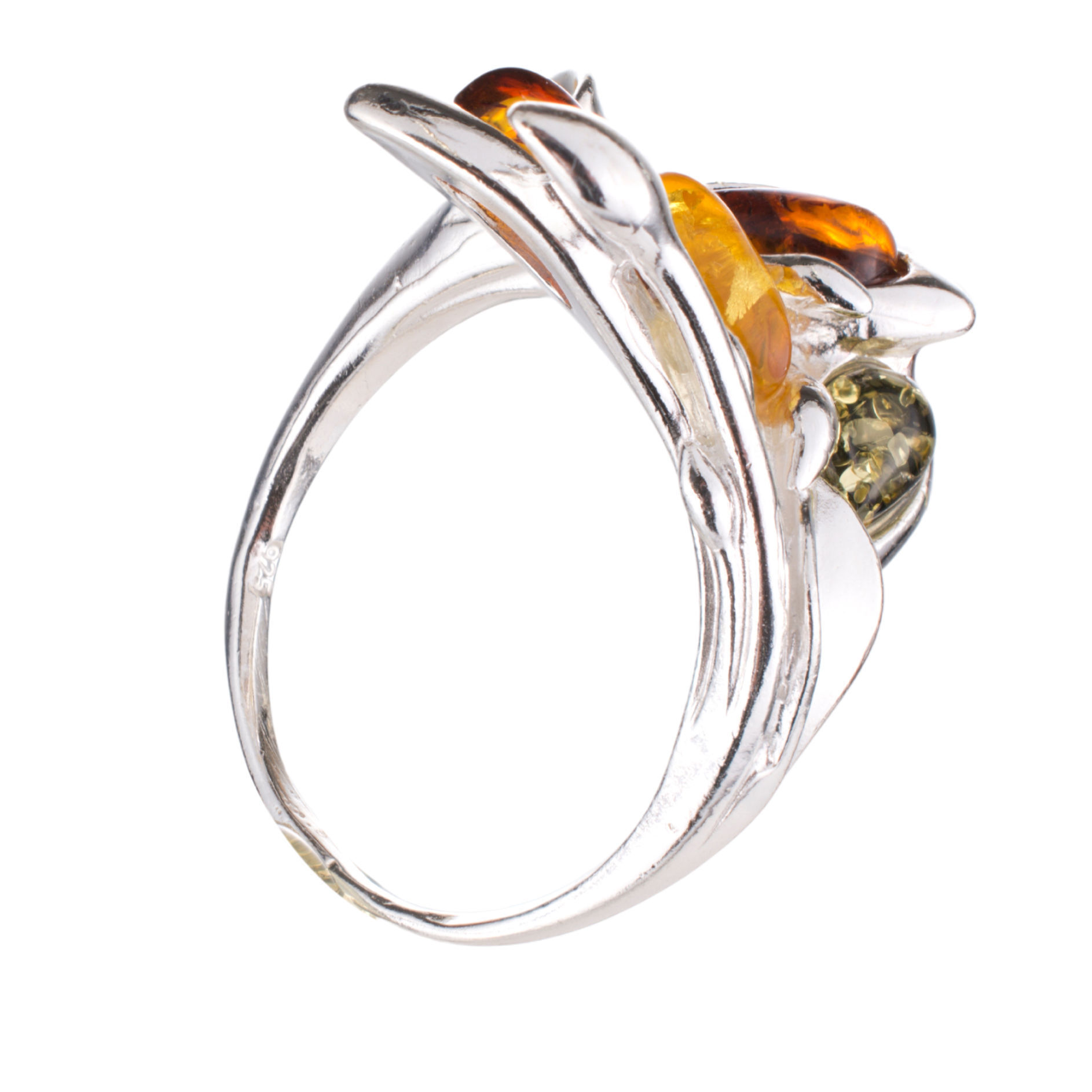 Sterling Silver and Baltic Multicolored Amber Ring "Layla"