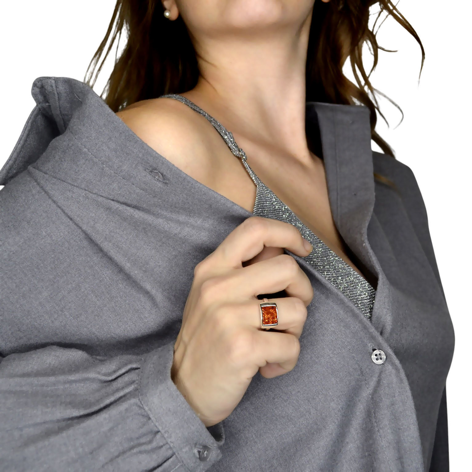 Natural Baltic amber 925 sterling silver ring for women